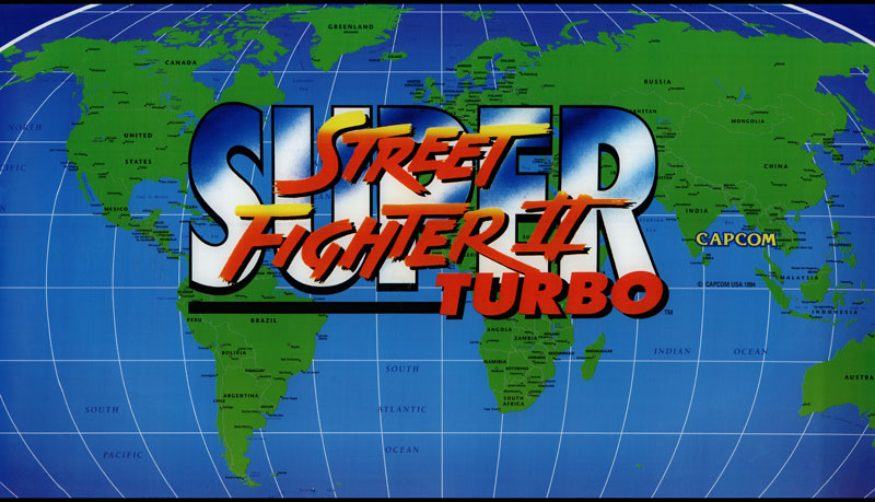 Super Street Fighter II Turbo – Dynamo Big Blue Arcade Marquee – 27″ x ...